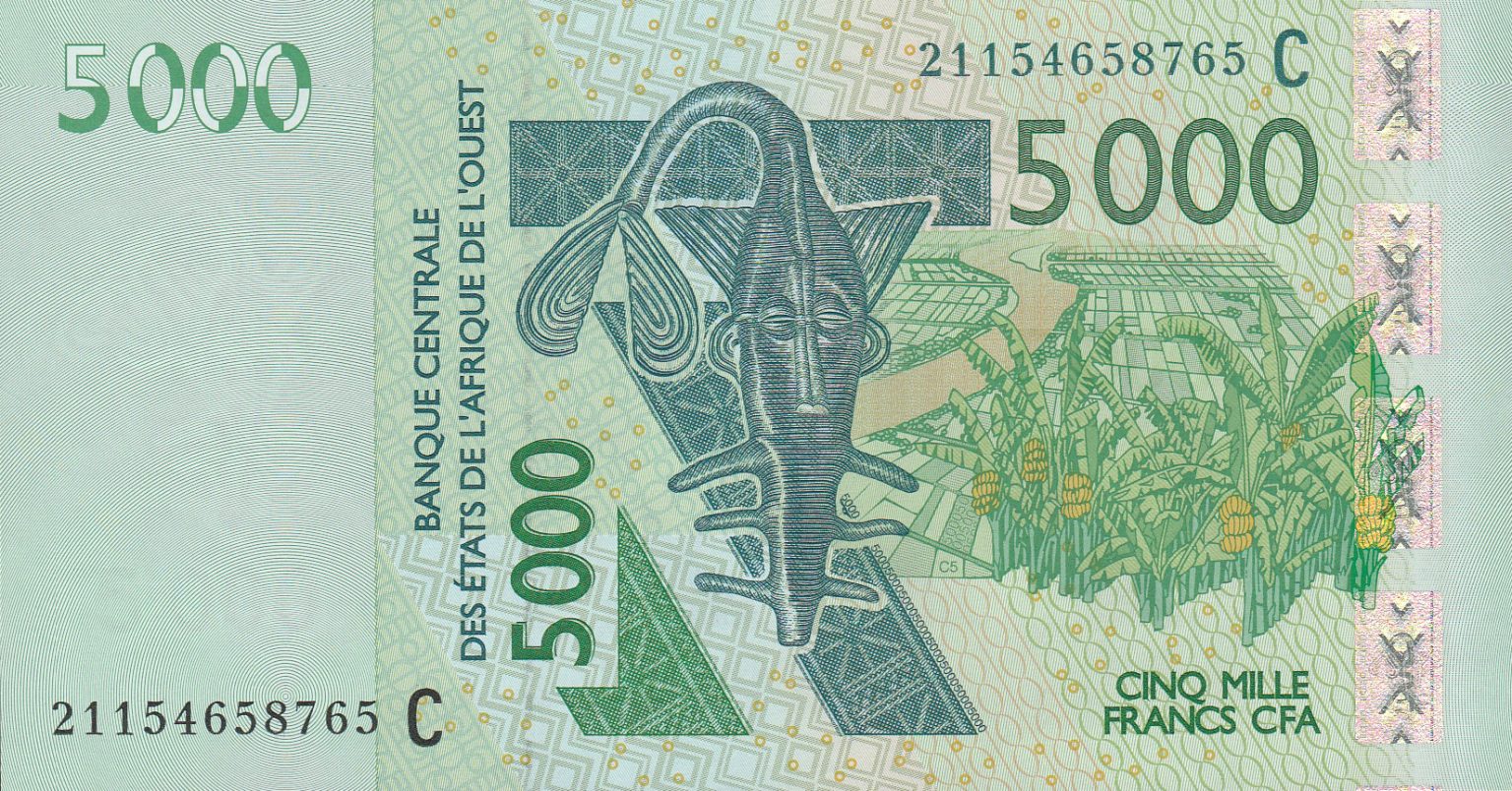 West African States (Burkina Faso) new sig/date (2021) 5,000-franc note ...