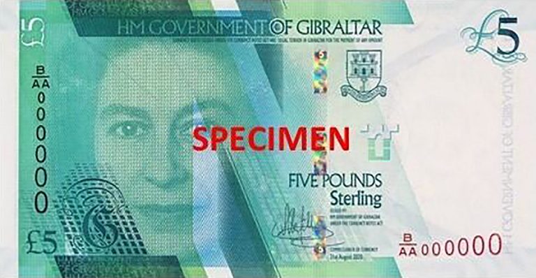 Gibraltar new 5-pound note (B136a) reportedly introduced on 01.12.2021 ...