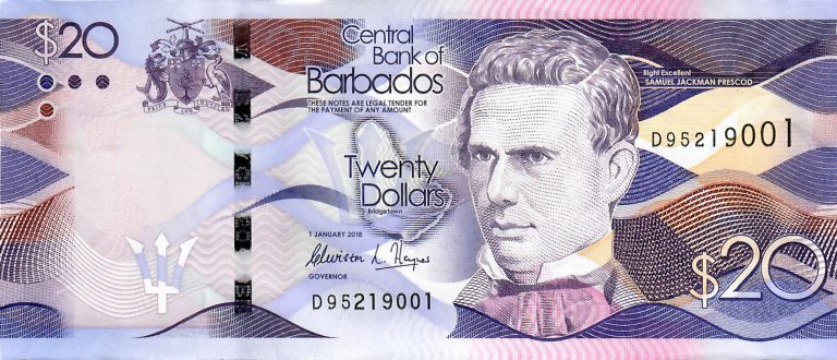 Barbados new sig/date (01.01.2018) 20-dollar note (B235c) confirmed ...