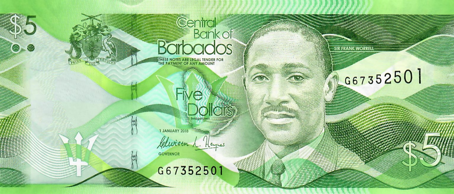Barbados new sig/date (01.01.2018) 5-dollar note (B233c) confirmed ...