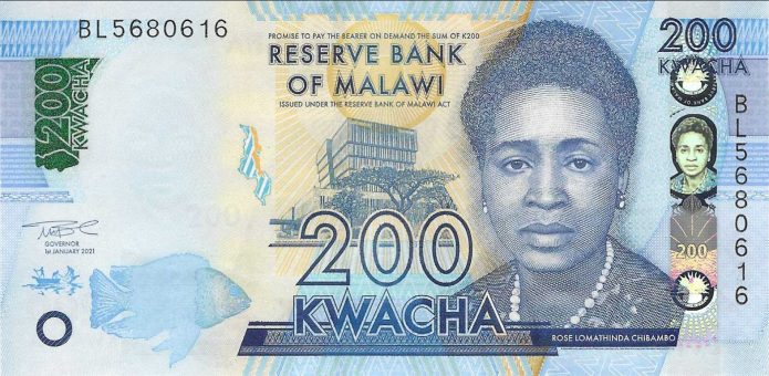 Malawi new sig/date (01.01.2021) 200-kwacha note (B160e) confirmed ...