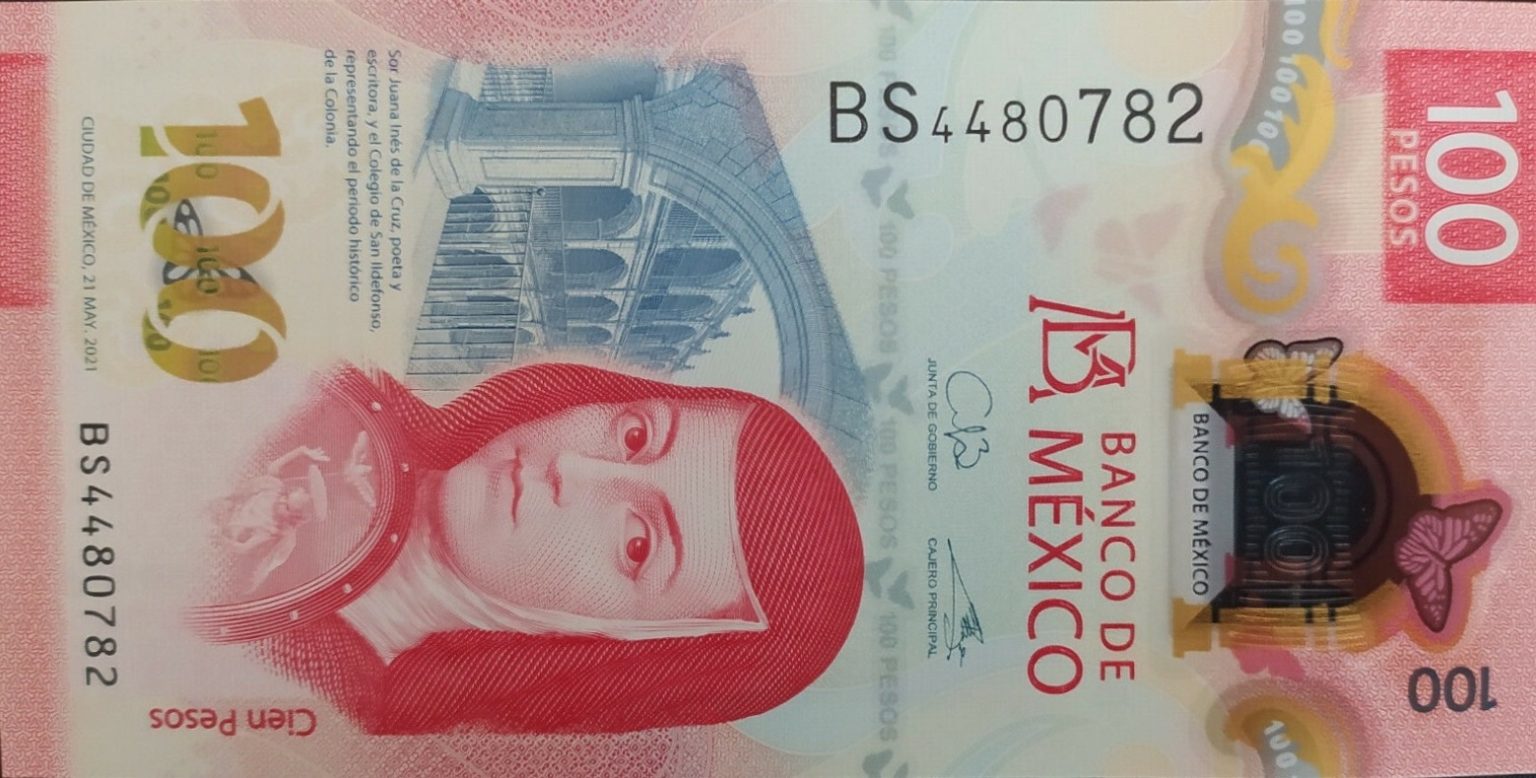 Mexico new date (21.05.2021) 100-peso polymer note (B715d1/2) confirmed ...