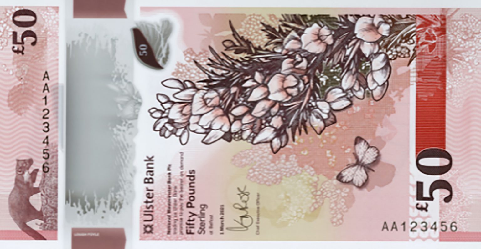 Northern Ireland Ulster Bank new 50-pound polymer note (B942a) reported ...