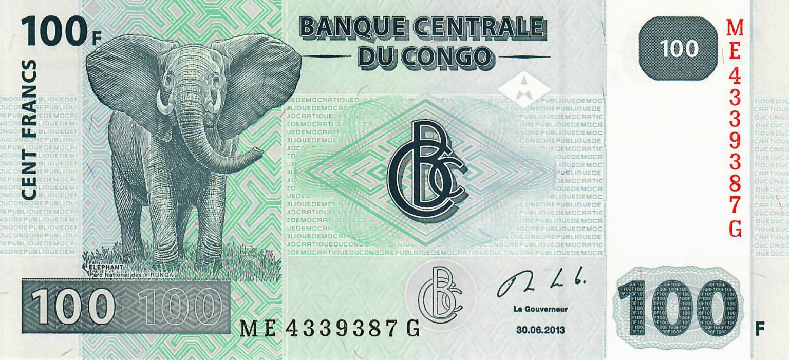 Congo Democratic Republic new printer 100-franc note (B320d) confirmed ...