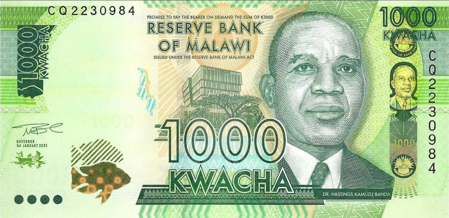 Malawi new sig/date (01.01.2021) 1,000-kwacha note (B162e) confirmed ...