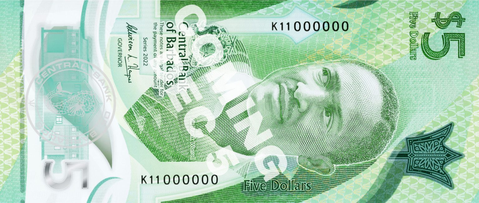 Barbados new 5-dollar polymer note (B240a) reported for introduction on ...