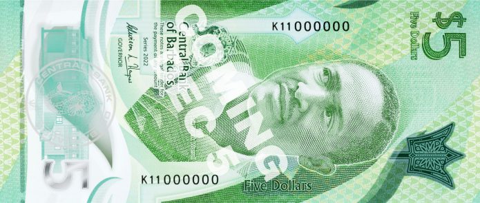 Barbados new 5-dollar polymer note (B240a) reported for introduction on ...