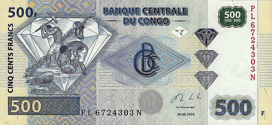 Congo Democratic Republic new imprint (G&D)/date (30.06.2020) 500-franc ...