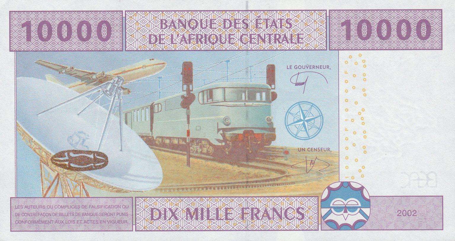 Central African States (Chad) new signature 10,000-franc note (B110Cd ...