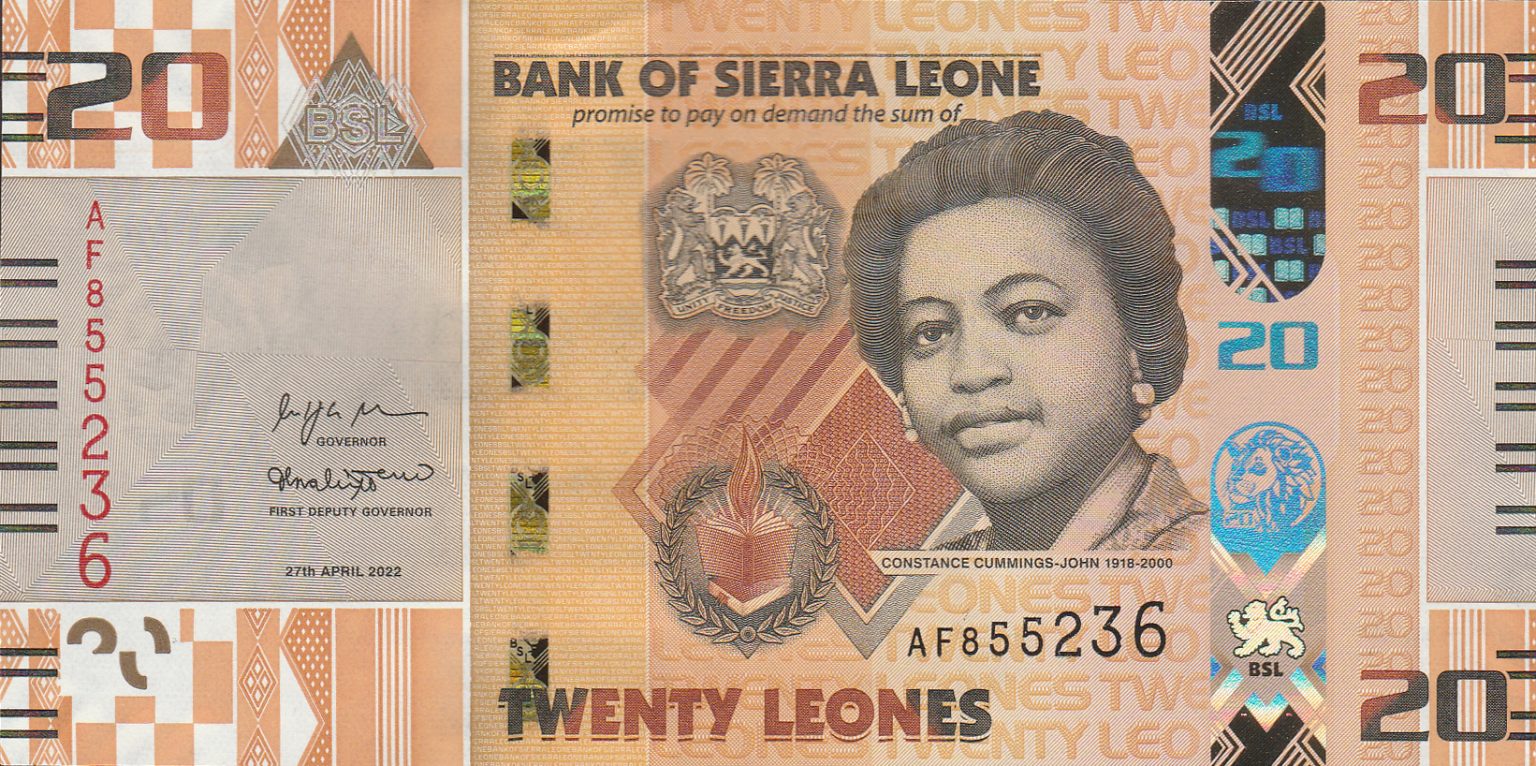 Sierra Leone new 20-leone note (B133a) confirmed – BanknoteNews
