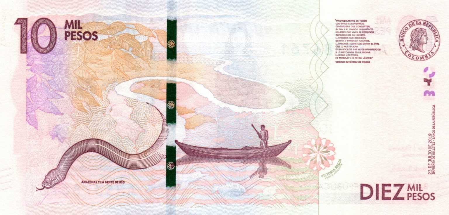 Colombia new date (23.07.2019) 10,000-peso note (B995e) confirmed ...