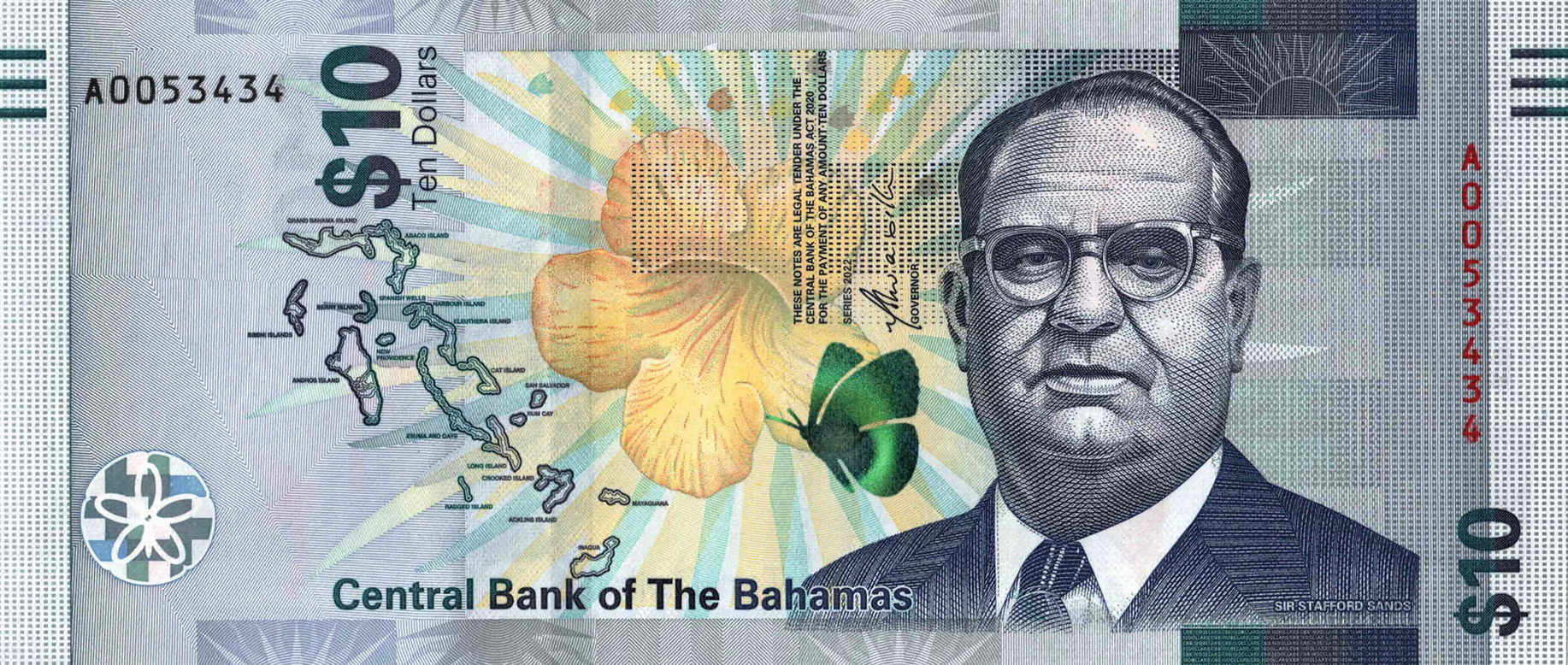 Bahamas New 10 dollar Note B360a Confirmed BanknoteNews
