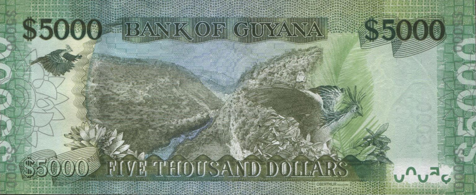 Guyana new 5,000-dollar note (B122a) confirmed introduced on 20.12.2022 ...