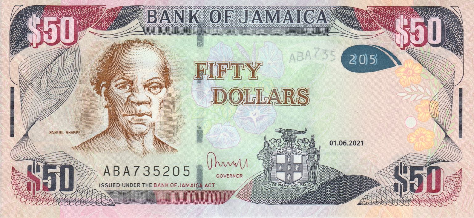 Jamaica new date (01.06.2021) 50-dollar note (B249g) confirmed ...