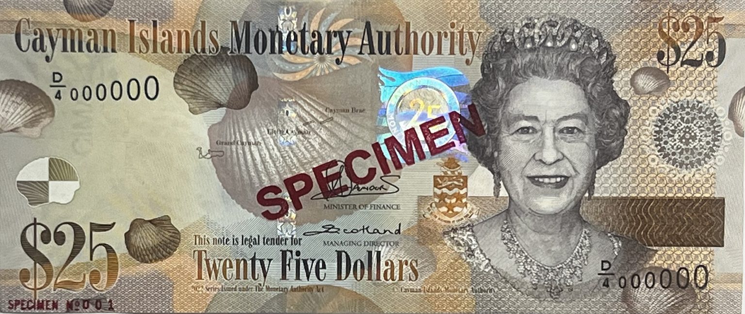 Cayman Islands new 25-dollar CIMA 25th anniversary commemorative note ...