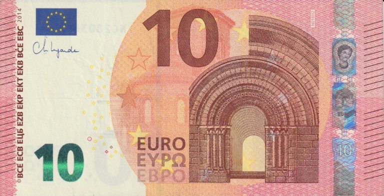 European Monetary Union new signature 10-euro note (B109n4) confirmed ...