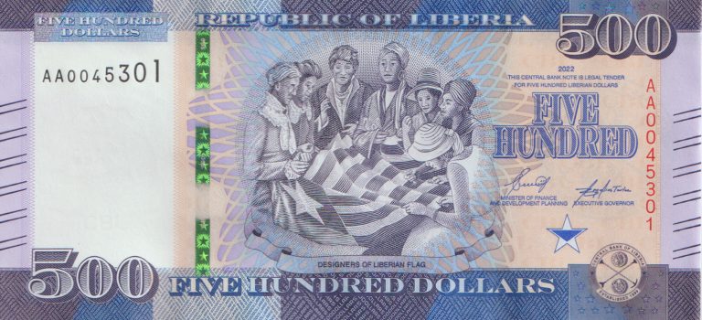 Liberia new 500-dollar note (B320a) confirmed – BanknoteNews