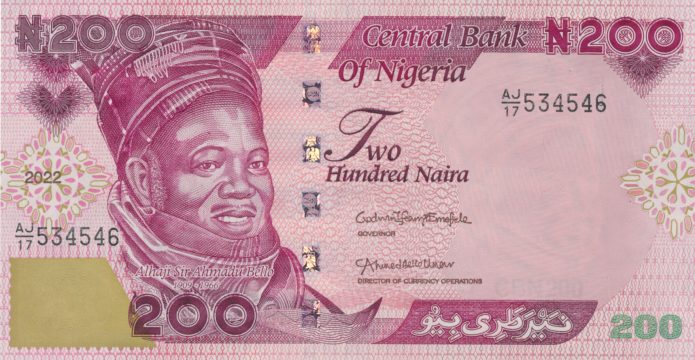 Nigeria new 200-naira note (B244a) confirmed introduced on 15.12.2022 ...