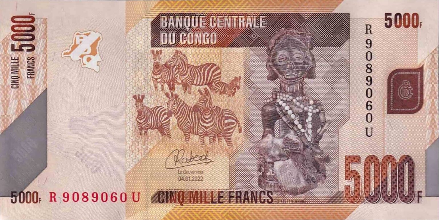 Congo Democratic Republic new sig/date (04.01.2022) 5,000-franc note ...