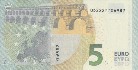 European Monetary Union new signature 5-euro note (B108u4) confirmed ...