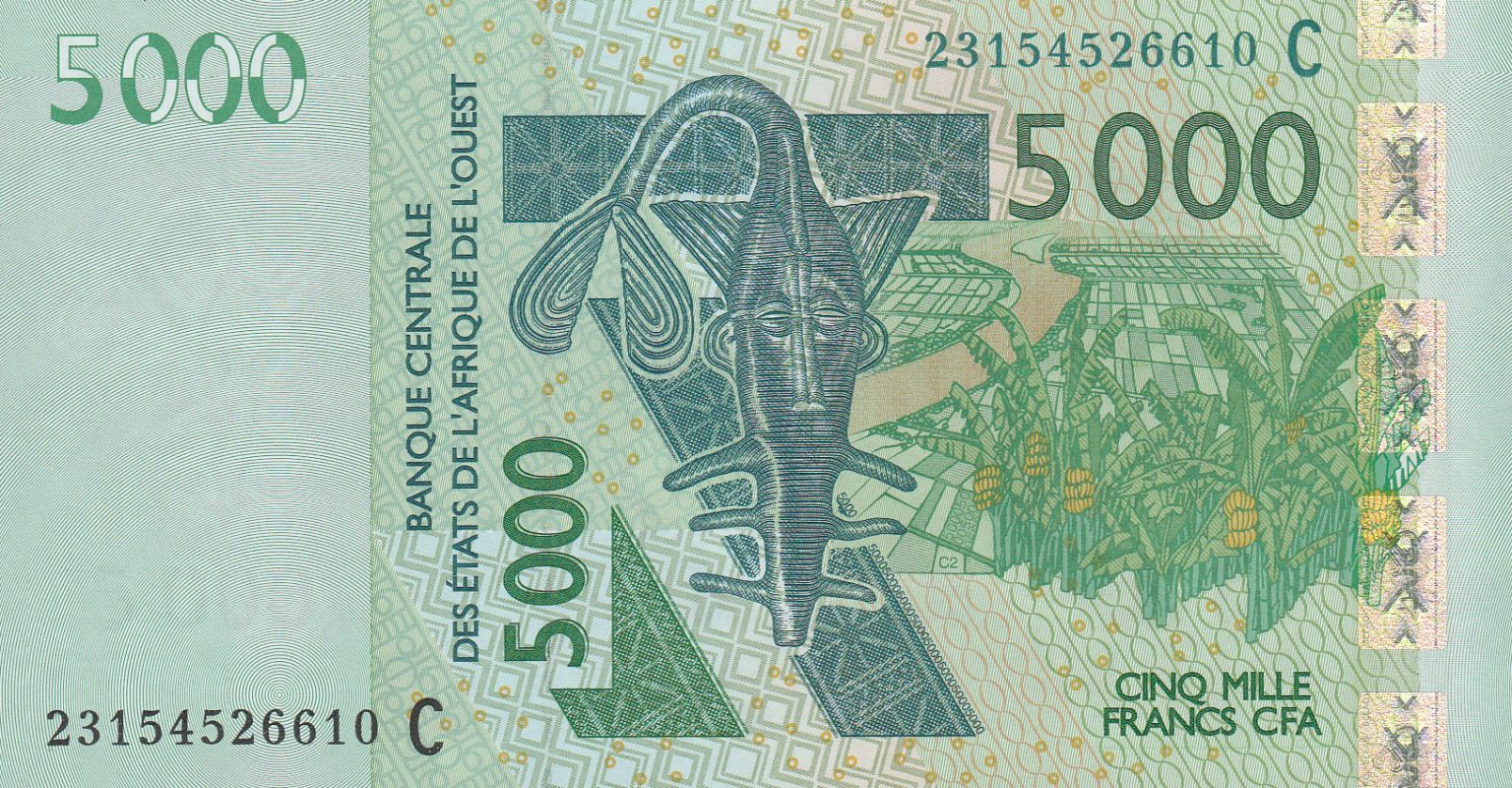 West African States (Burkina Faso) new sig/date (2023) 5,000-franc note ...