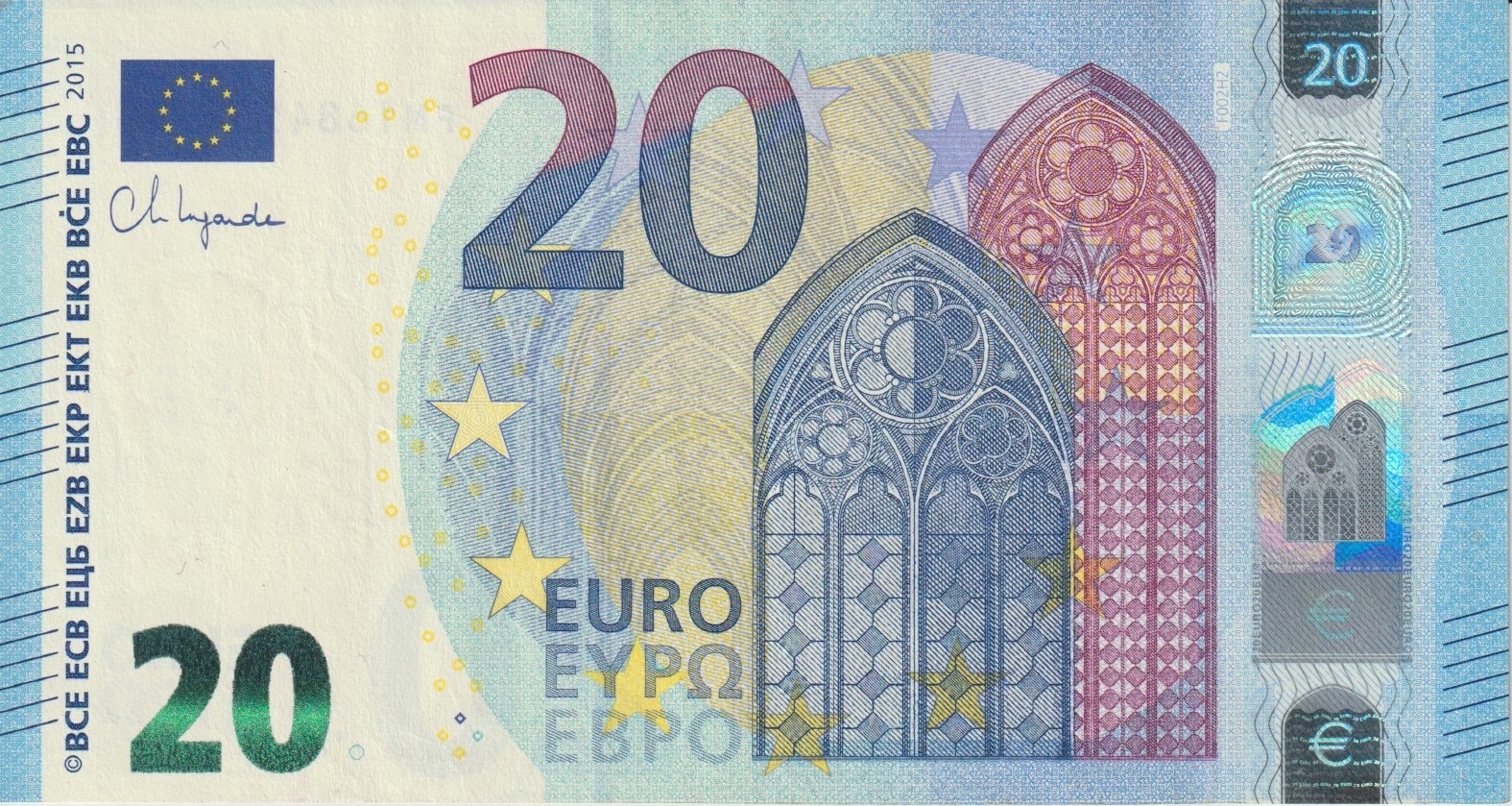 European Monetary Union New Signature 20 euro Note B110f4 Confirmed