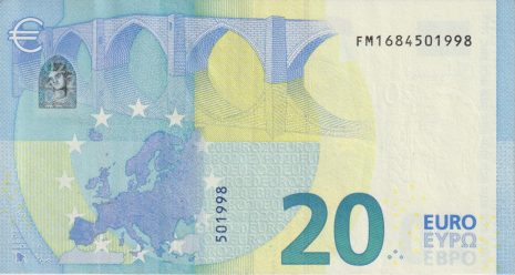 European Monetary Union new signature 20-euro note (B110f4) confirmed ...