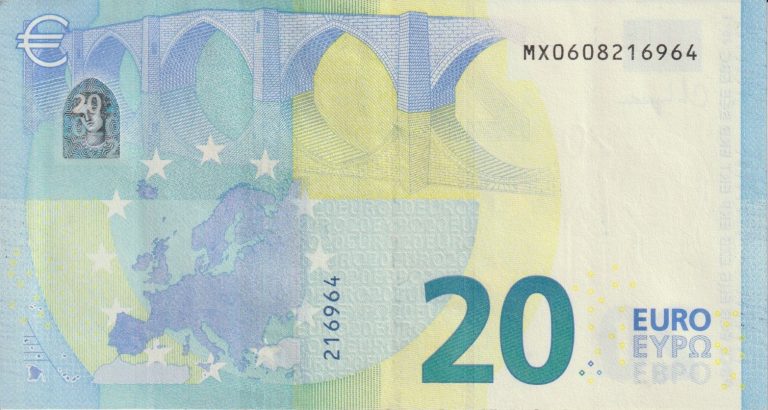 European Monetary Union new signature 20-euro note (B110m4) confirmed ...