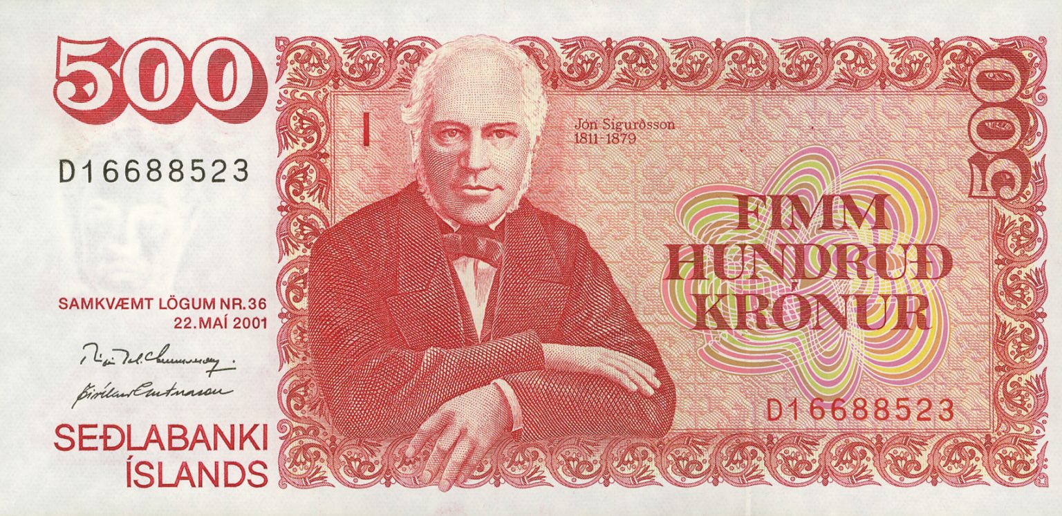 Iceland new sig/date (22.05.2001) 500-króna note (B810q) confirmed ...