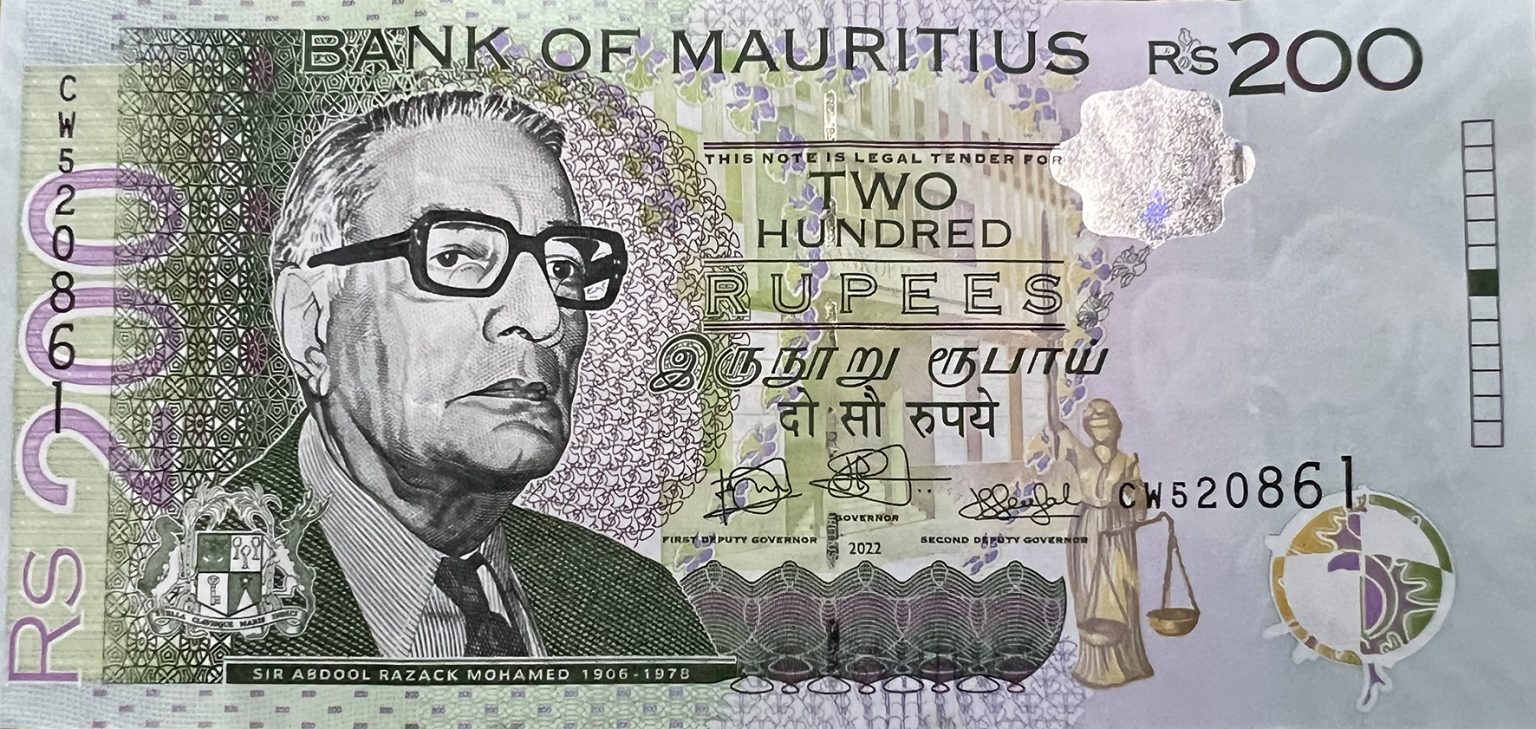 Mauritius new sig/date (2022) 200-rupee note (B427d) confirmed ...