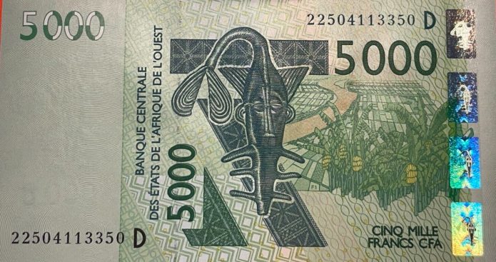 West African States (Mali) new date (2022) 5,000-franc note (B123Dv ...
