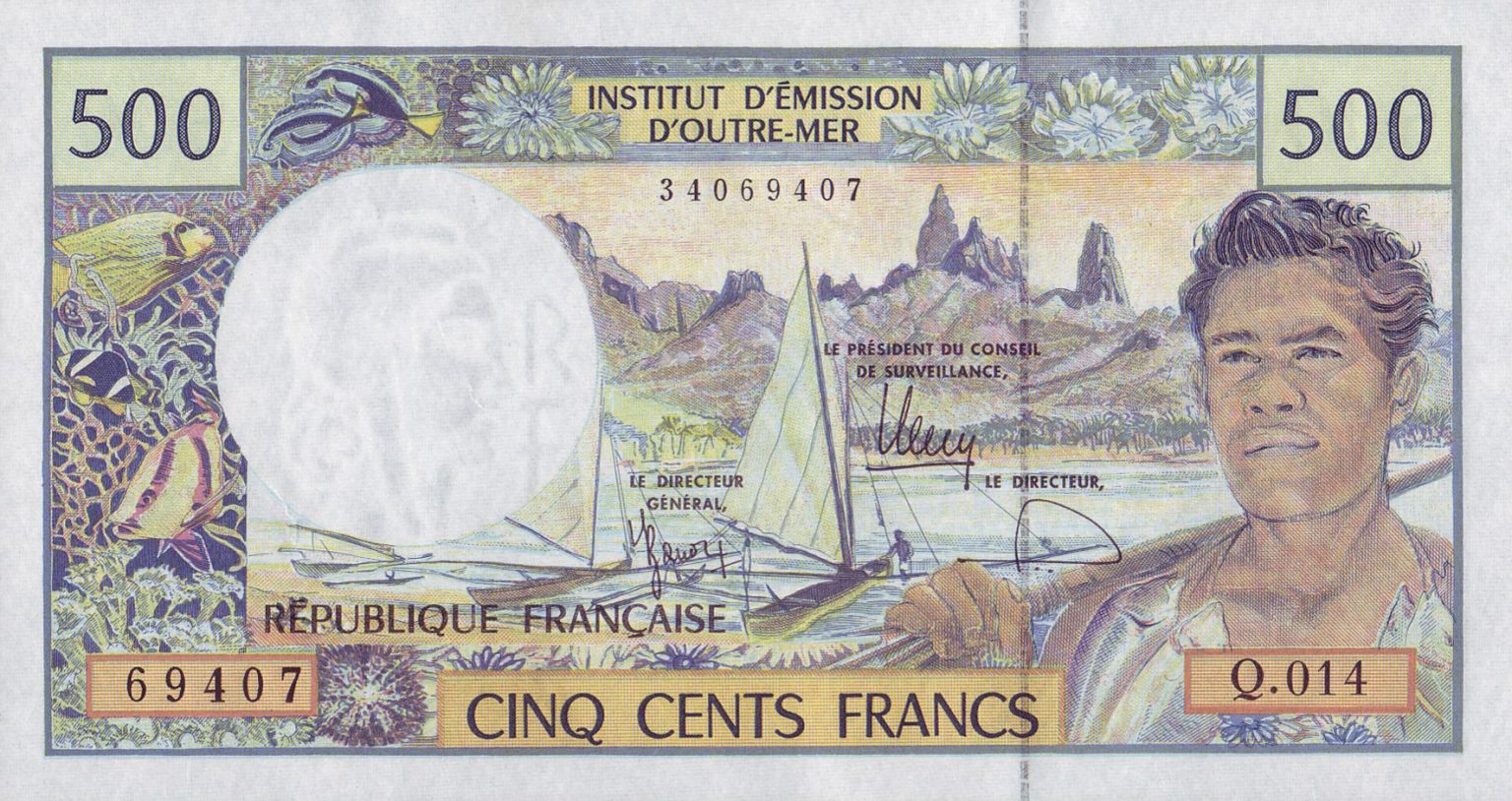 French Pacific Territories new signature 500-franc note (B101g ...