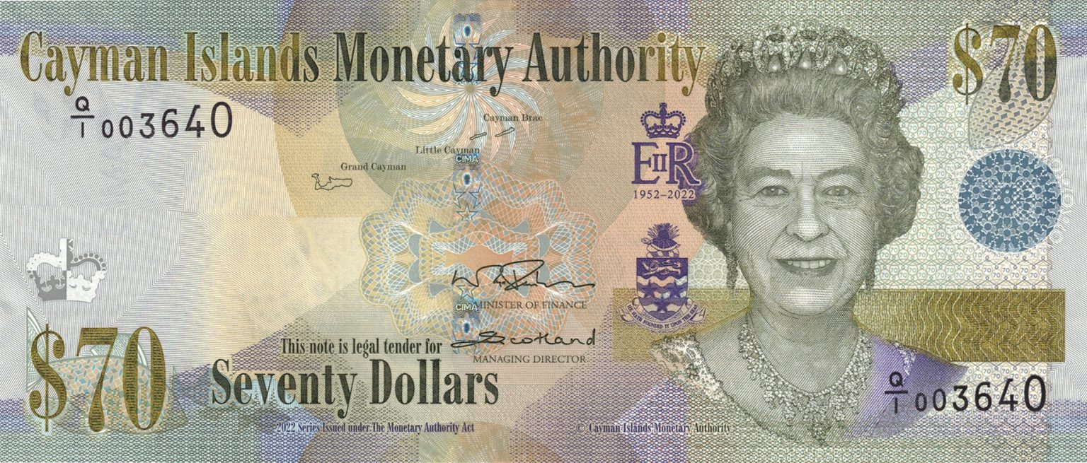 Cayman Islands New 70 dollar QEII Platinum Jubilee Commemorative Note Cayman Islands New 70 dollar QEII Platinum Jubilee Commemorative Note