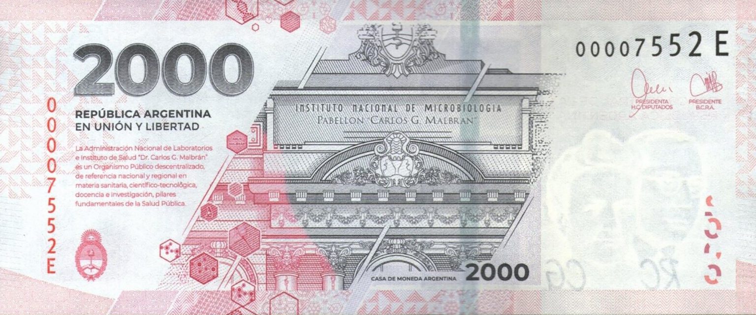 Argentina new 2,000-peso note (B428a) confirmed introduced 07.11.2023 ...