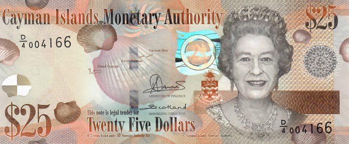 Cayman Islands new 25-dollar CIMA 25th anniversary commemorative note ...