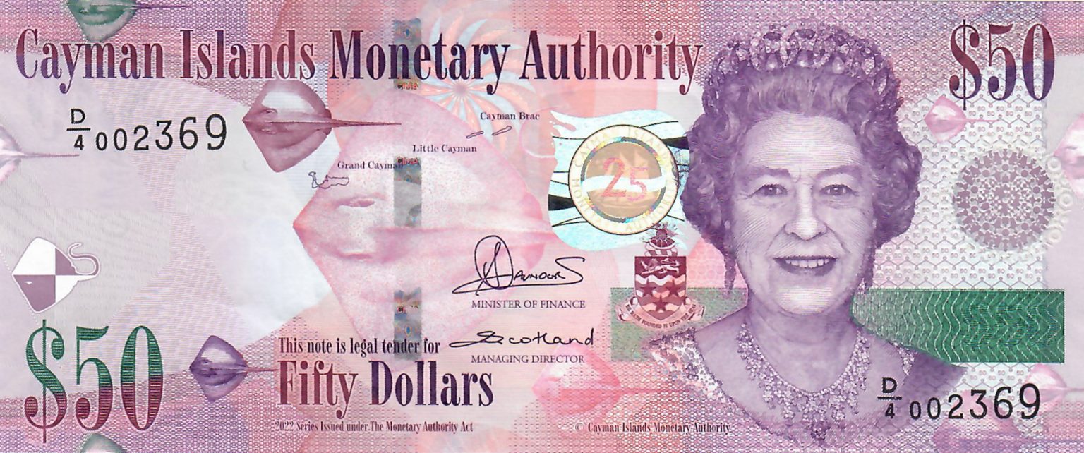 Cayman Islands new 50-dollar CIMA 25th anniversary commemorative note ...