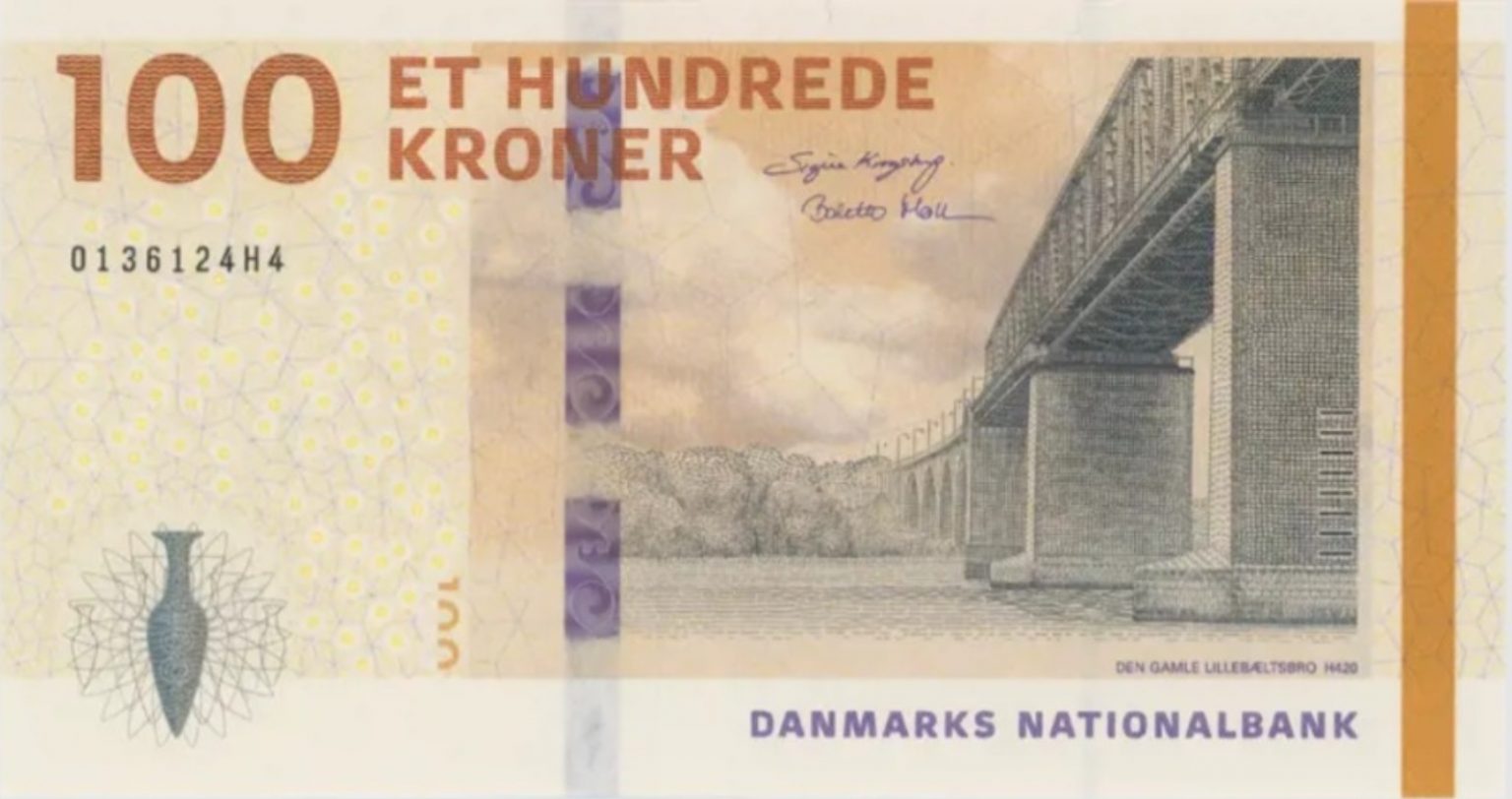Denmark new 100-krone note (B941a) reportedly introduced 29.02.2024 ...