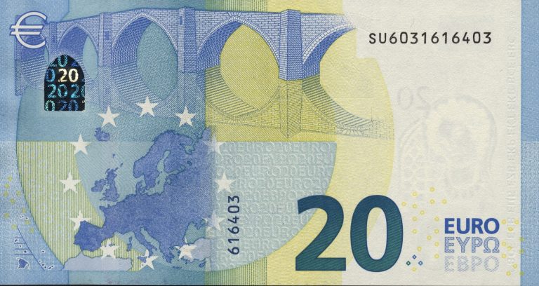 European Monetary Union new signature 20-euro note (B110s4) confirmed ...