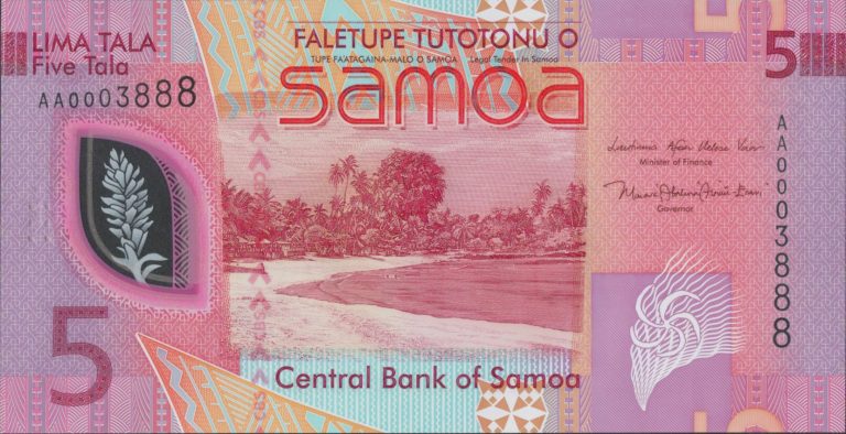 Samoa new 5-tala polymer note (B123a) confirmed – BanknoteNews