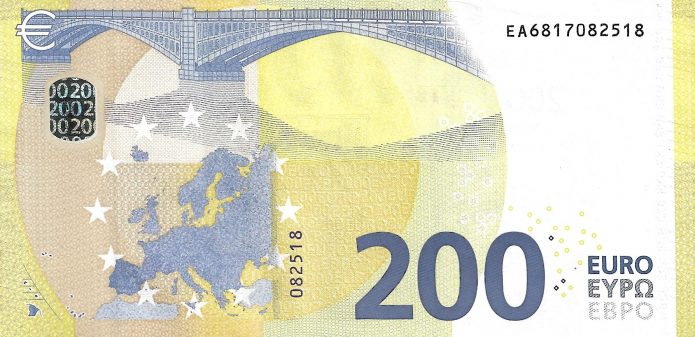 European Monetary Union new signature 200-euro note (B113e4) confirmed ...