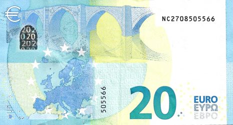 European Monetary Union new signature 20-euro note (B110n4) confirmed ...