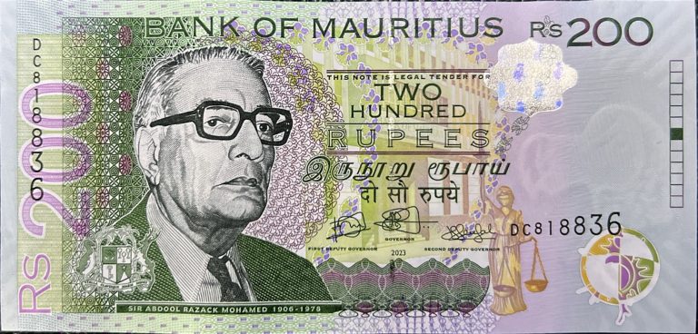 Mauritius new date (2023) 200-rupee note (B427e) confirmed – BanknoteNews