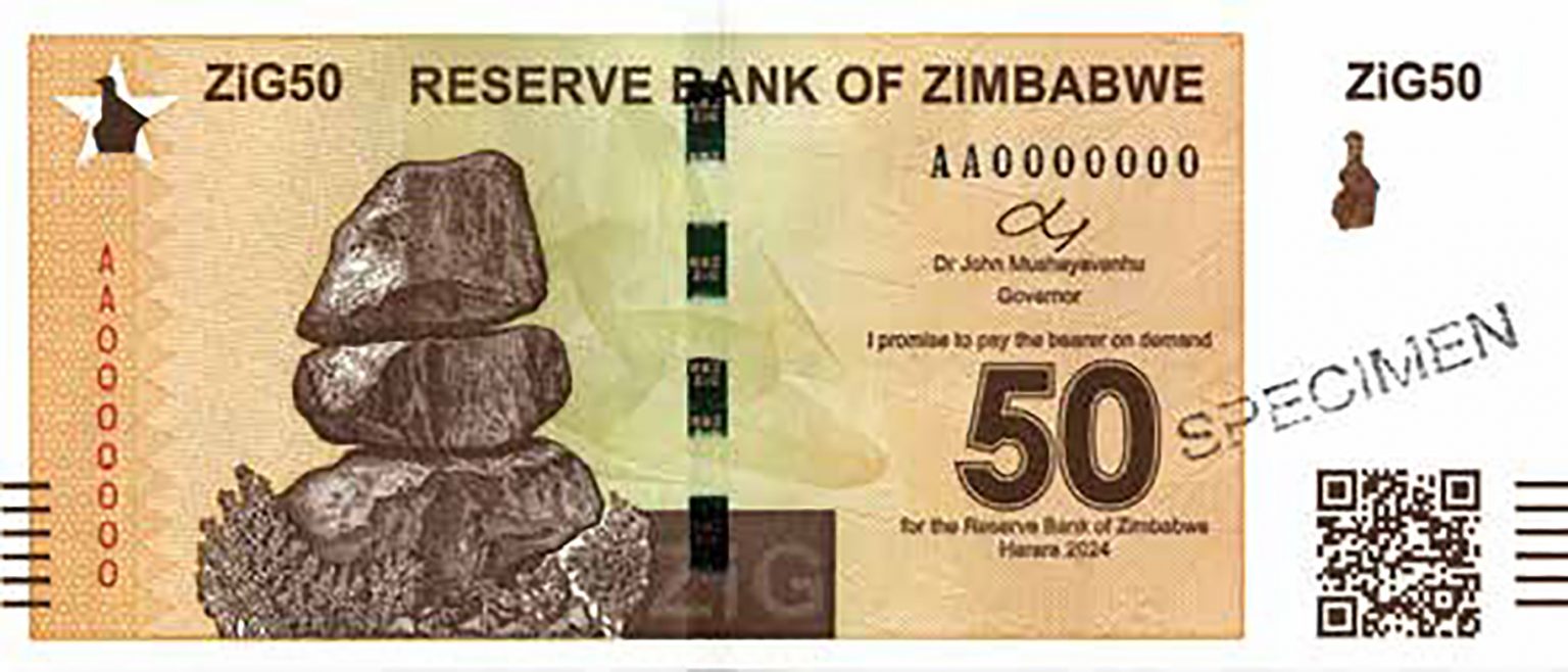 Zimbabwe new 50-zig note (B203) reported for introduction 30.04.2024 ...