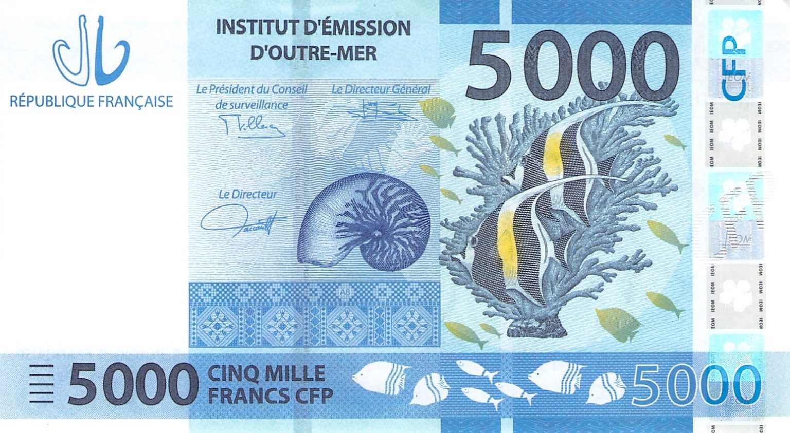 French Pacific Territories new signature 5,000-franc note (B107b ...