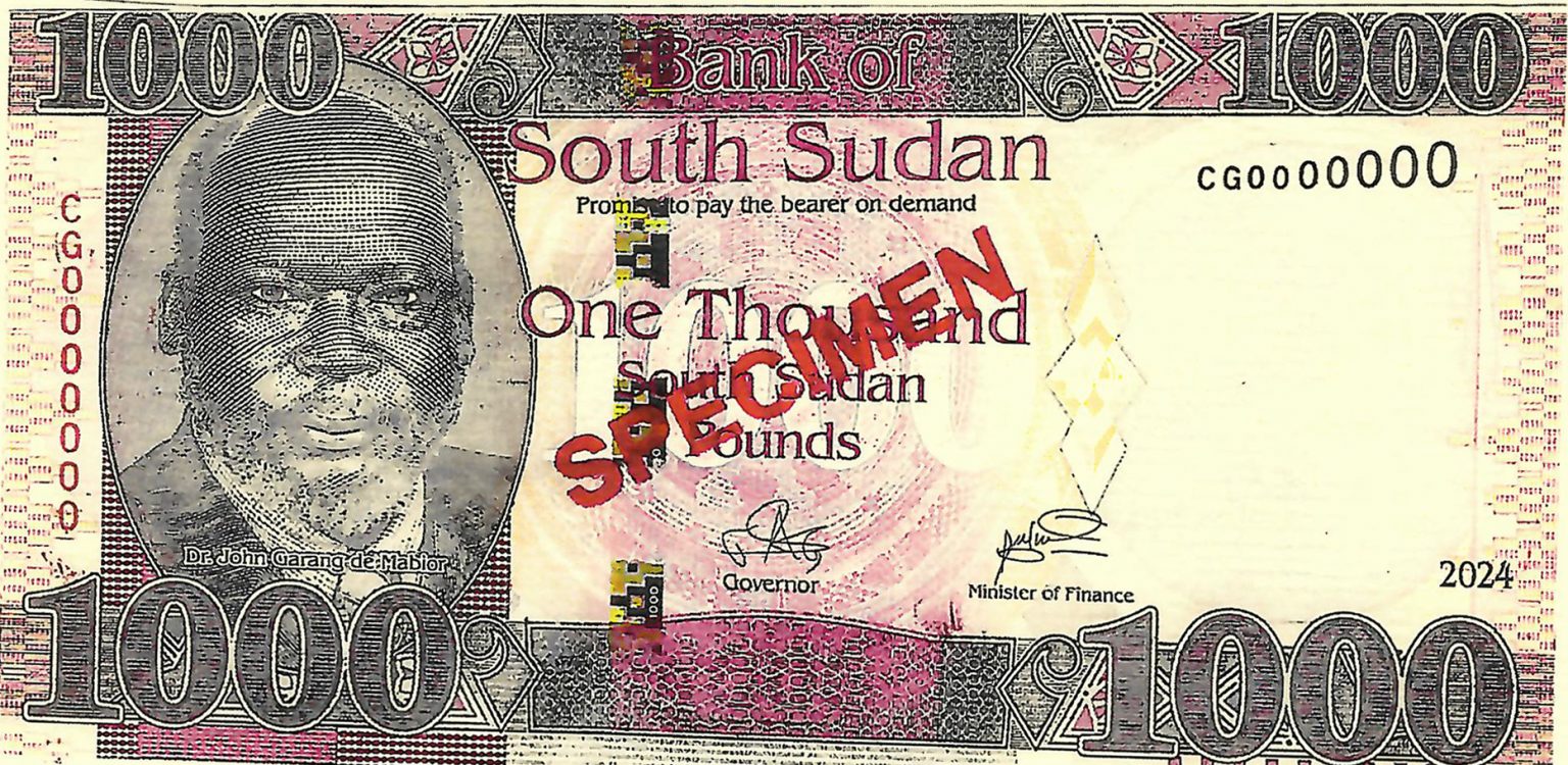South Sudan new 1,000-pound note (B118a) note reportedly introduced on ...