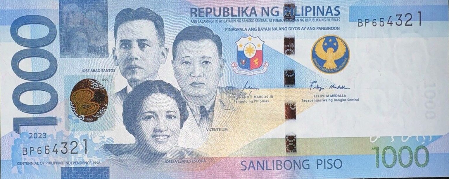 Philippines new date (2023) 1,000-peso note (B1100b) confirmed ...