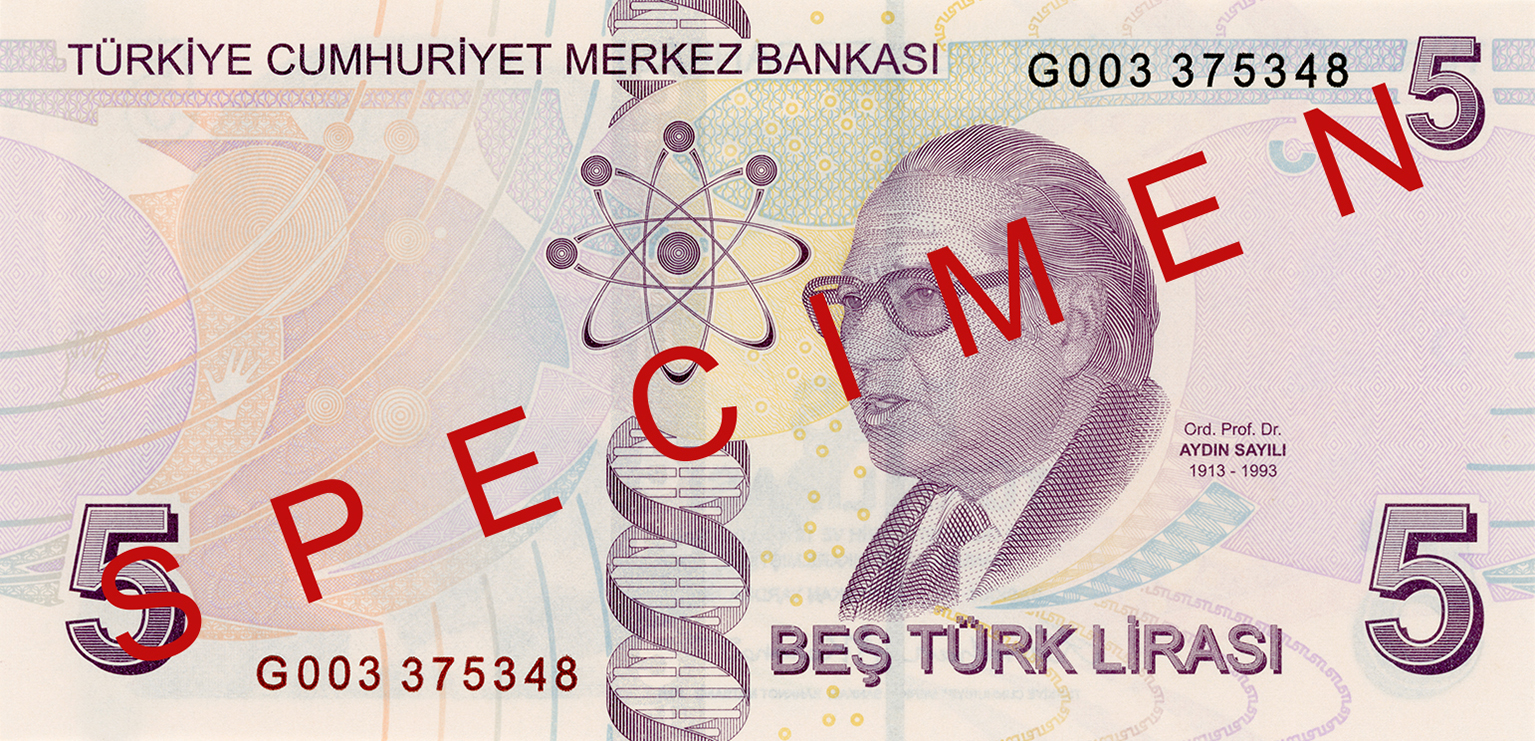 Turkey new signature 5-lira note (B306f) reportedly introduced 19.11. ...