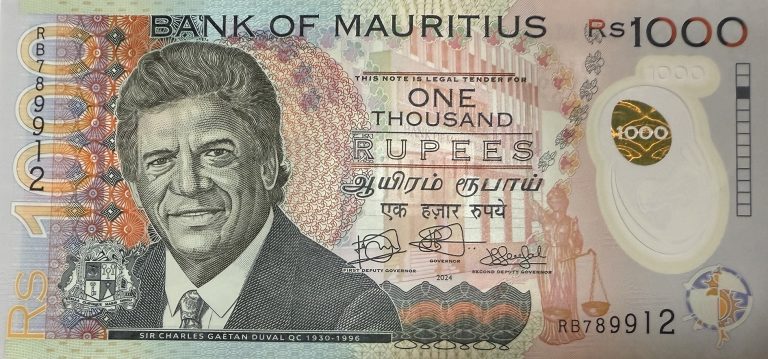 Mauritius new 1,000-rupee polymer note (B435a) confirmed introduced 02. ...