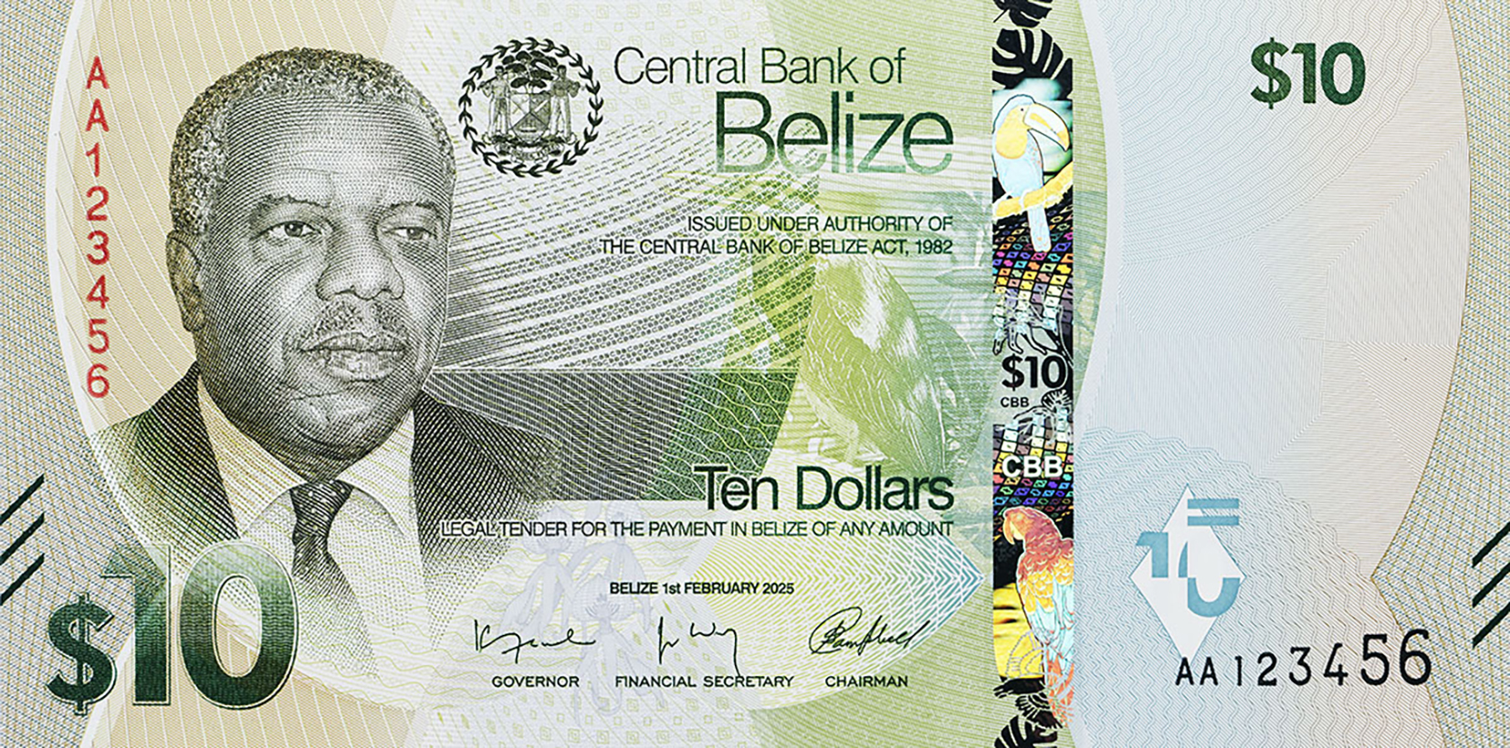 Belize New 10 dollar Note B333a Reported For Introduction Mid 2025