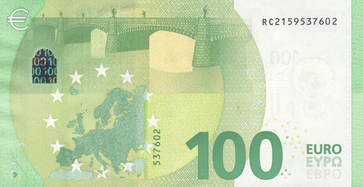 European Monetary Union new signature 100-euro note (B112r4) confirmed ...